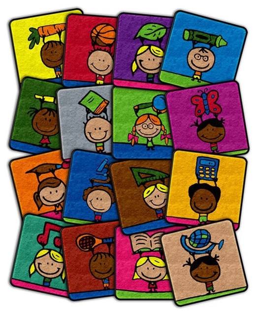 Flagship Carpets VA251-STA 16"X16" Set Of 16 School Kids Seating ...