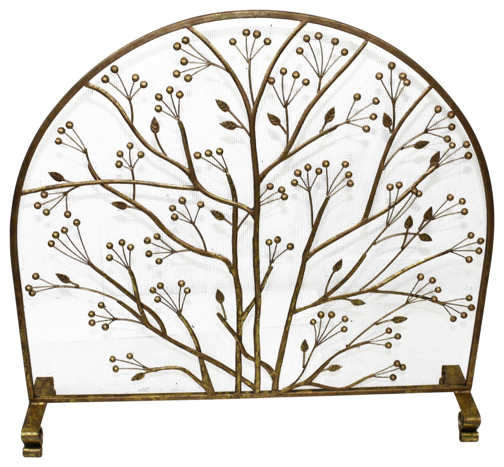 Arched Top Single Panel Fire Screen - Contemporary - Fireplace Screens ...