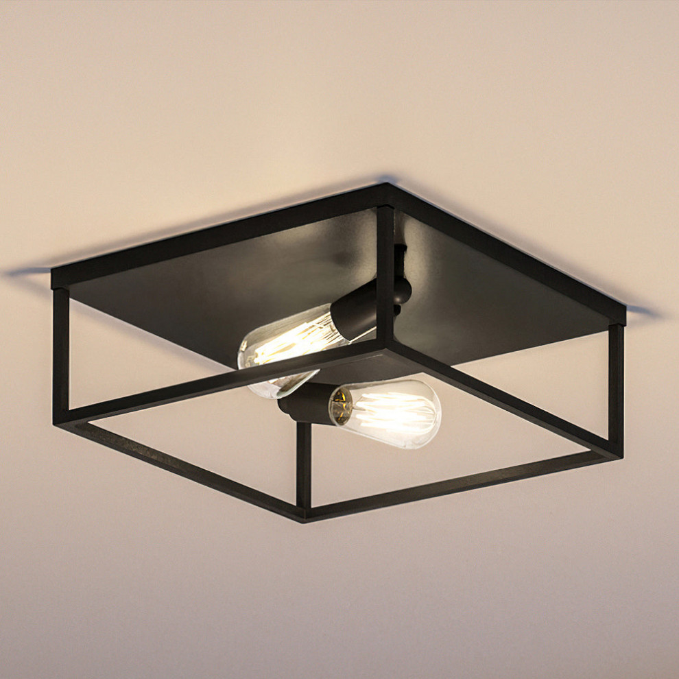 Luxury Modern Ceiling Light, Midnight Black - Industrial - Flush-mount ...