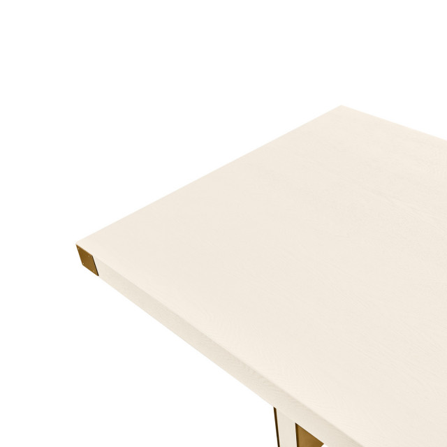 Selena Ash Dining Table, 90" Long Wooden Dining Table, Gold Brass Base ...