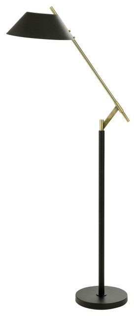 Brigg Black Floor Lamp Matte Black and Aged Brass Steel Body Black ...