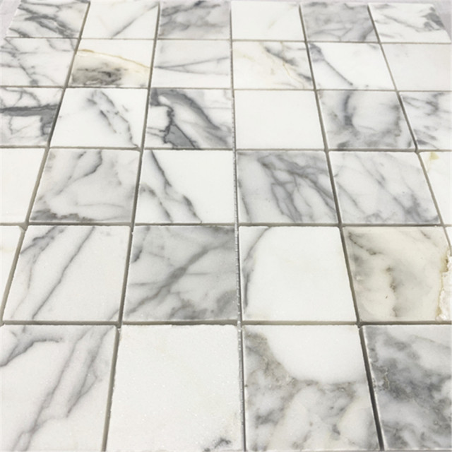 2x2 Square Statuary Statuario White Italian Marble Mosaic Tile Honed, 1 ...