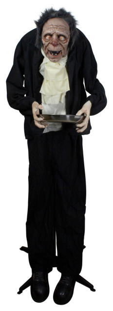 6' Lighted Animated Scary Butler Standing Halloween Decoration ...