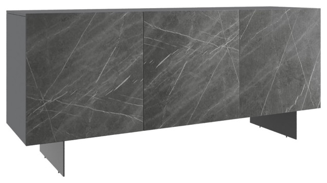 Hugo Buffet, Gray Marbled Porcelain With Storage - Transitional ...