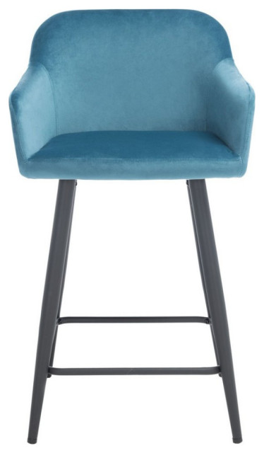 Shellie Counter Stool, Set of 2, Denim Blue/Black - Midcentury - Bar ...