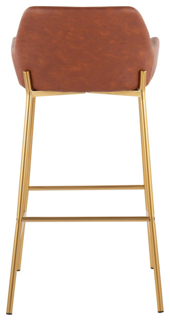 Daniella Fixed-Height Bar Stool, Set of 2, Gold Metal - Midcentury ...