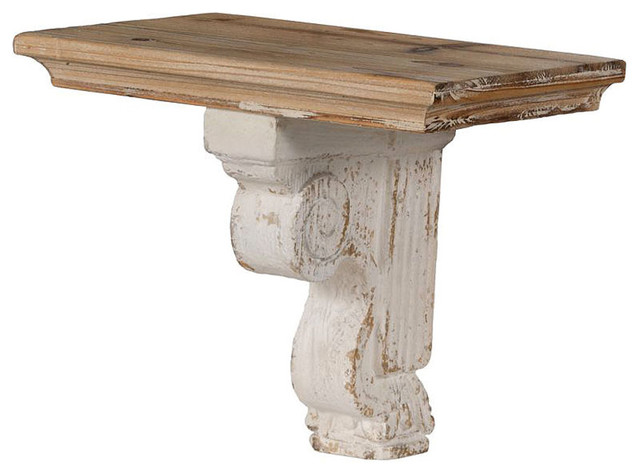 Distressed White Wall Shelf 14x9x11.5" - Farmhouse - Display And Wall ...