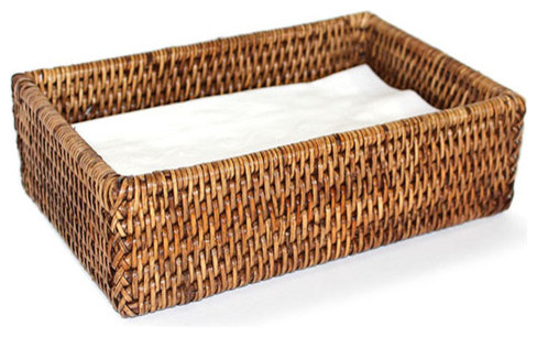 Rattan Dinner Napkin Baskets, Set of 2 - Contemporary - Napkin Holders ...