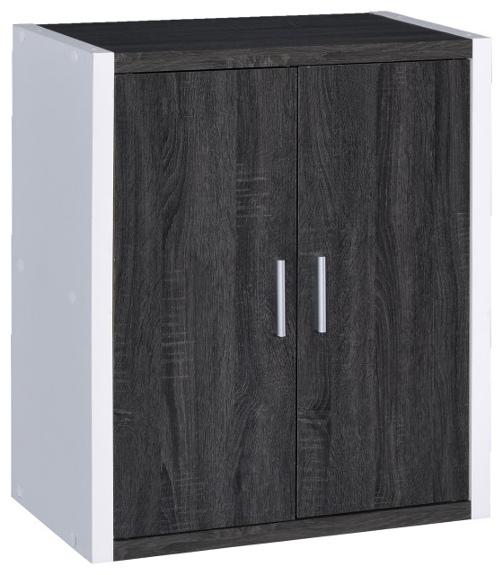 Versatile White and Gray Cubby Storage Cabinet - Transitional - Storage ...