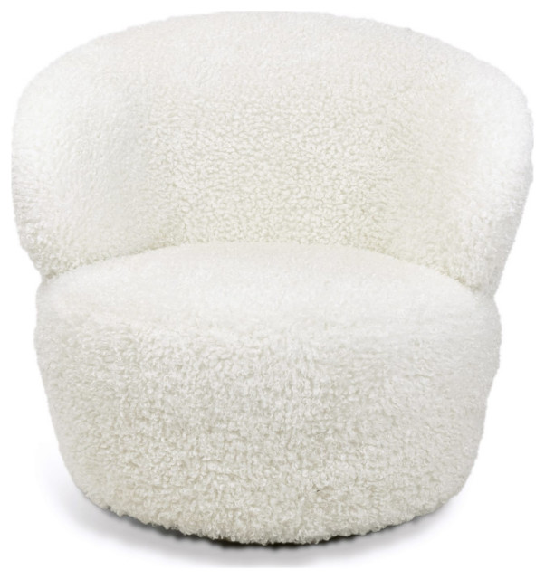 Myra Swivel Chair, Boucle Faux Wool - Contemporary - Armchairs And ...