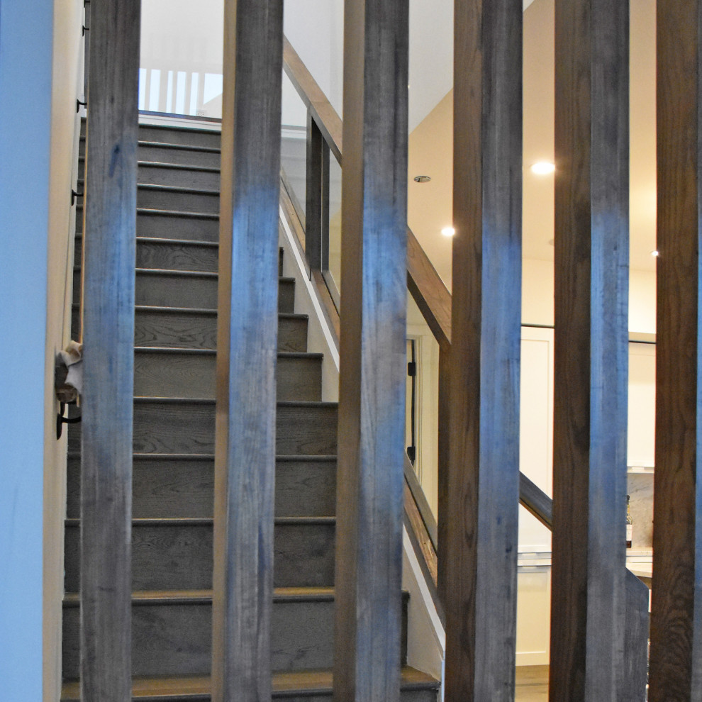 Fully Custom Staircase Rail with Vertical Ceiling Slats - Modern ...