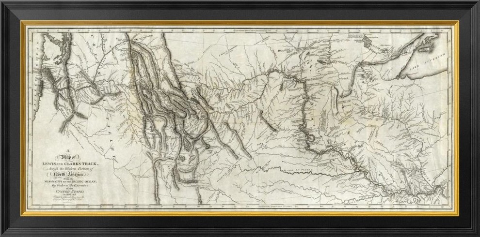 Map, Lewis And Clark's Track, Across The Western Portion, 1814, 34"x17 ...