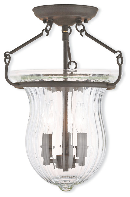 Ceiling Mount With Handcrafted Fluted Clear Glass - Traditional - Flush ...