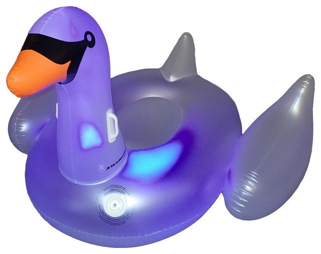 75" Inflatable Giant LED Lighted Color Changing Swimming Pool Swan ...