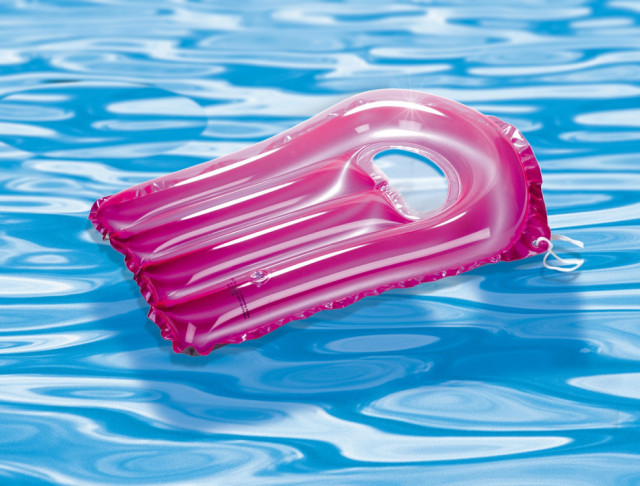 30" Inflatable Transparent Pink With Metallic Silver Surf Rider Pool ...