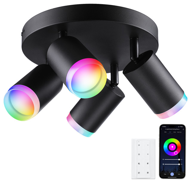 2 Pack LED Smart RGB Ceiling Spotlights Directionaland Dimmable ...