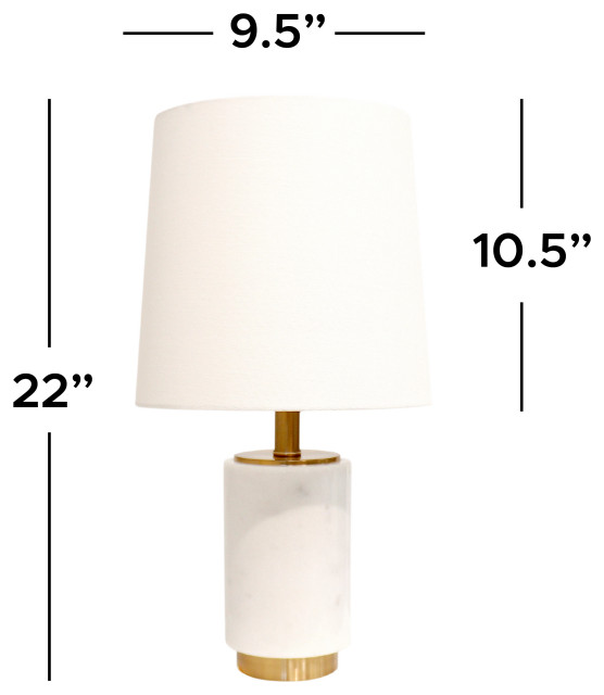 Modern Marble Pillar Leon Table Lamp with Light E27 Bulb, White & Gold ...