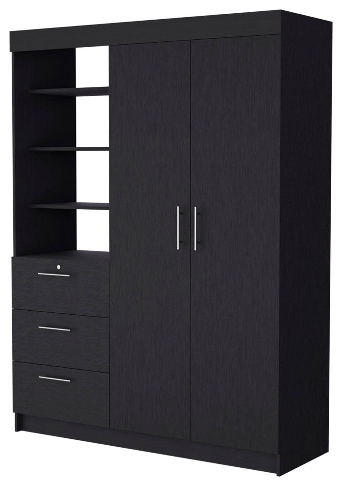 Tempe 3-Drawer Armoire, Black - Transitional - Armoires And Wardrobes ...