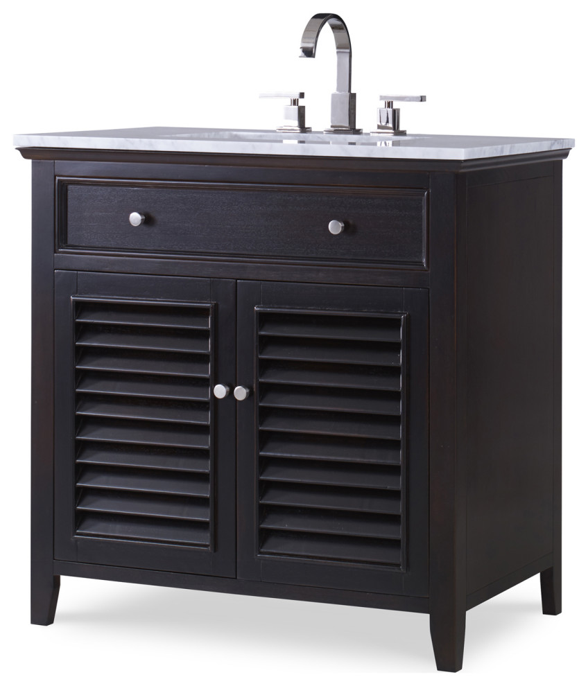 Ambella Home Collection - Louvered Sink Chest - Hand Rubbed Raven ...