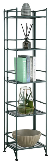 Xtra Storage Five-Tier Folding Metal Shelf in Forest Green Metal Frame ...