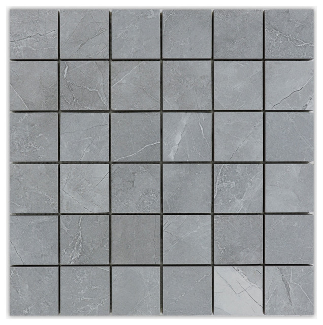 Premium Pulpis Gray Glossy 2x2 Porcelain Mosaic, 11.75X11.75 ...