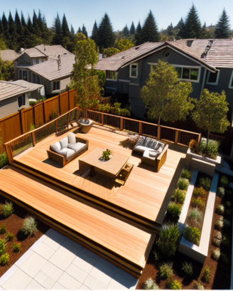 Suburban Sanctuary Deck and Landscape in Richmond - Midcentury - Deck ...
