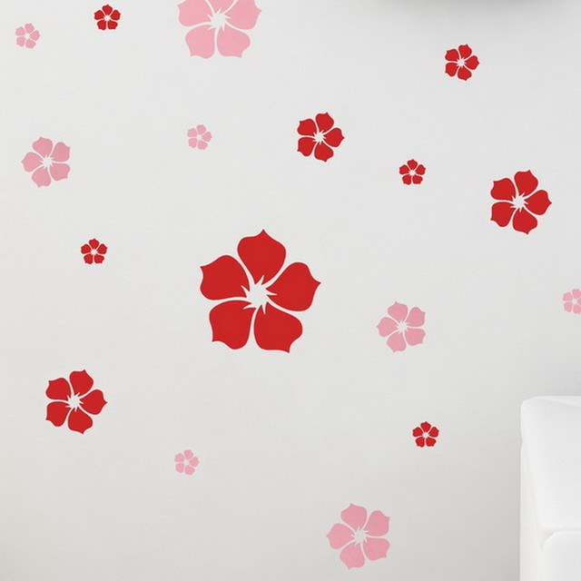 Red Warm Flower - Large Wall Decals Stickers Appliques Home Decor ...