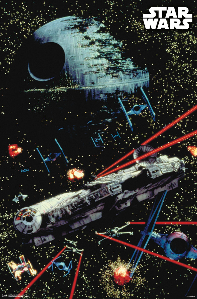Star Wars Space Battle Poster, 22.375"x34" - Contemporary - Prints And ...