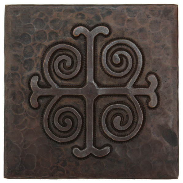 Hand Crafted Medallion Design Hammered Copper Tile (TL302), 10x10 ...