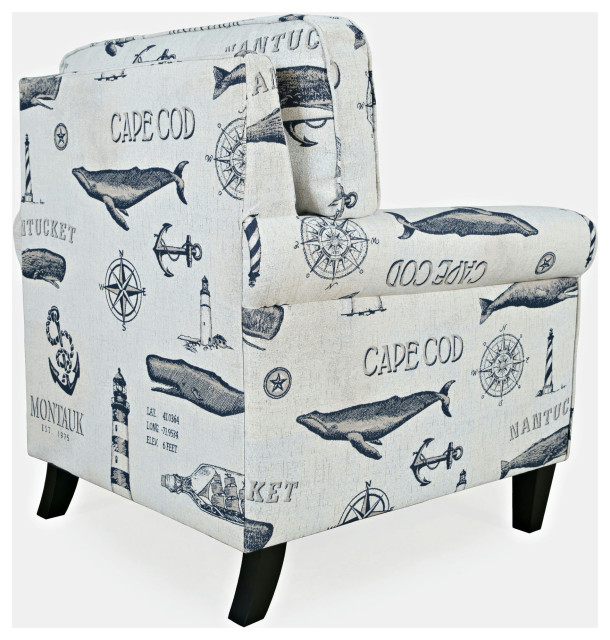 Seafarer Coastal Nantucket Cape Nautical Upholstered Accent Chair ...