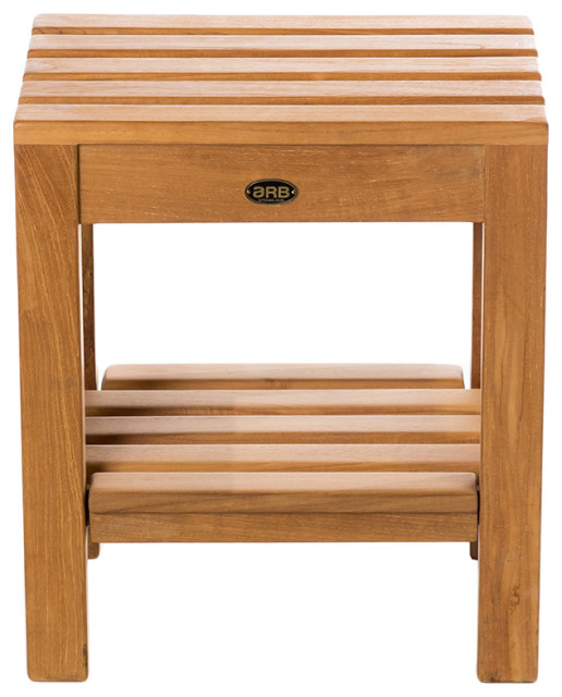 Teak Shower Bench Coach 16" (40 cm) with shelf - Traditional - Shower ...