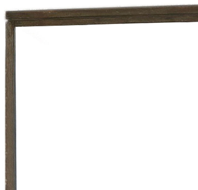Rough Hewn Saw Textured Wooden Frame Mirror with Trim top, Brown and ...