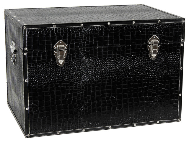 Faux Leather Black Trunk - Modern - Decorative Trunks - by Oriental ...