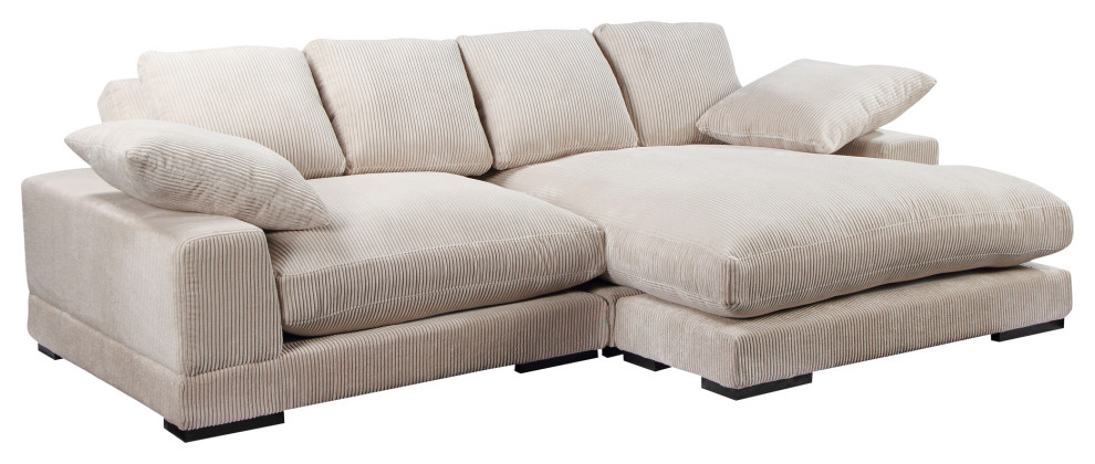 2 PC Cream Corduroy Large Reversible Modular Sectional Sofa ...