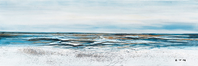 "A Tide is Coming" Hand Painted Canvas Art, 60"x20" - Beach Style ...