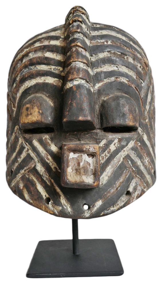 Consigned Vintage Kuba Helmet Mask on Stand - Tropical - Decorative Objects And Figurines - by ...