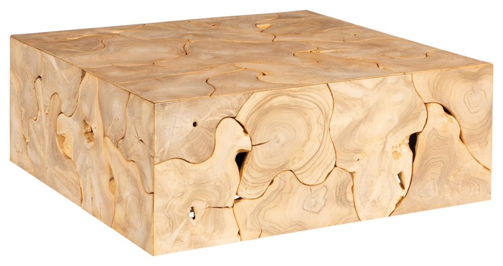 Teak Slice Coffee Table, Square, Bleached, 39x39x15"h - Rustic - Coffee Tables - by Phillips ...