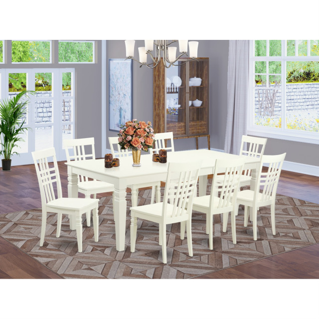 Lglg9-Lwh-W 9-Piece table Set, Dining Table & 8 Dining Chairs In Linen ...