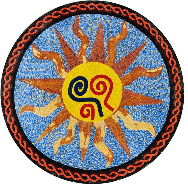 Abstract Sun Mosaic Art Tile Decor, Jax, 32" x 32" - Contemporary ...