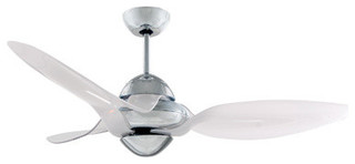 Vento Clover Indoor Chrome Ceiling Fan With 3 Snow White Blades, Chrome ...