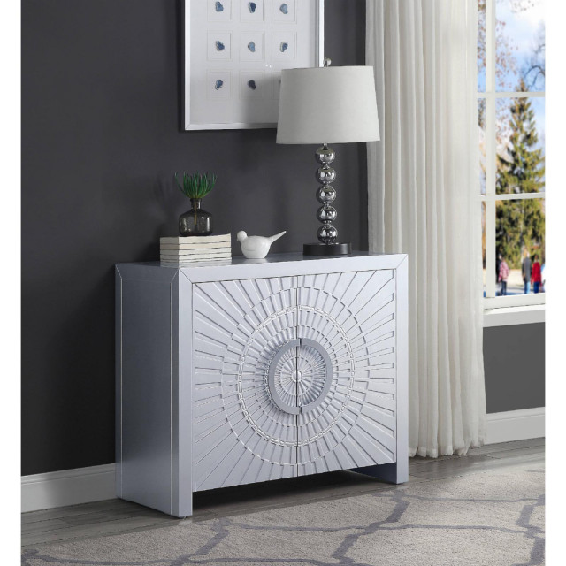 Modern Console Table, 2 Cabinet Doors With Abstract Motif Pattern ...