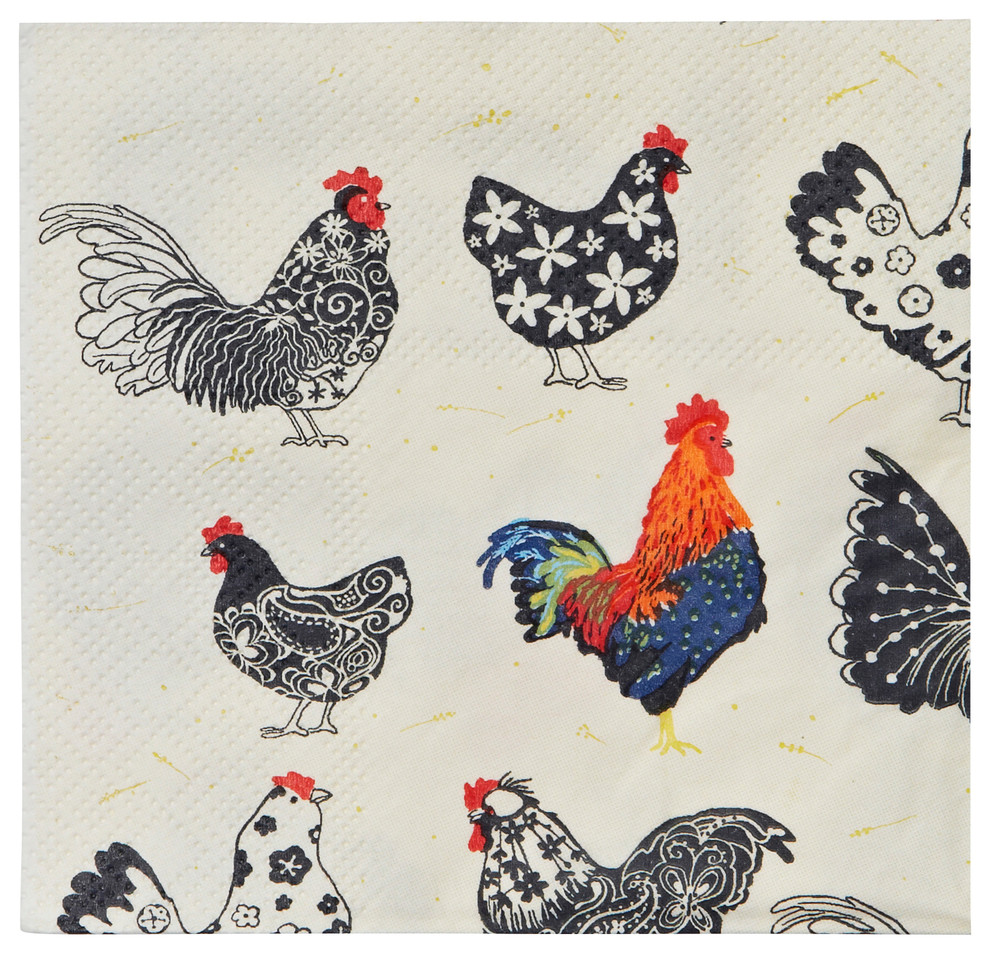 Rooster Cocktail Napkins, Set of 20 - Farmhouse - Napkins - by Ulster ...