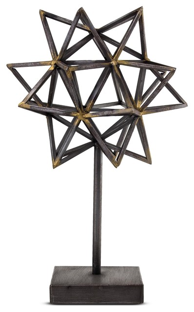 Geometric Metal Star Figurine on Stand - Contemporary - Decorative ...