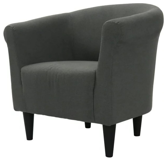 Ash Gray Club Chair with Padded Seat, Curved Back, and Scrolled Arms ...