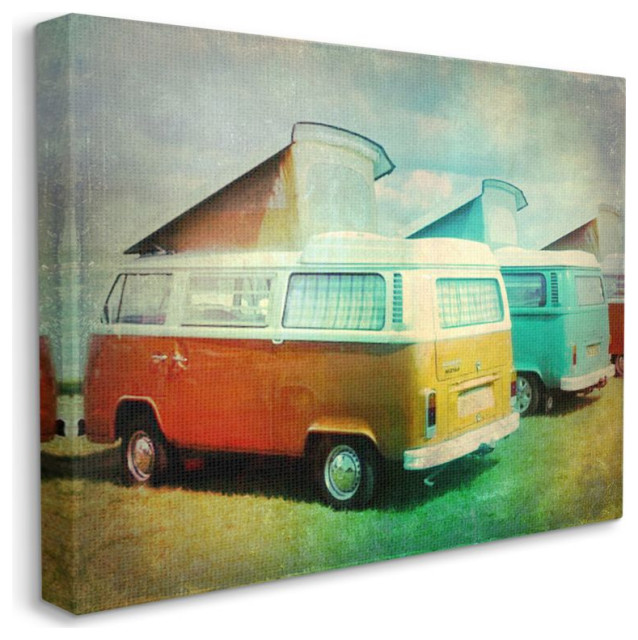Vintage Summer Automobiles with Iconic Van Design, 24 x 30 ...