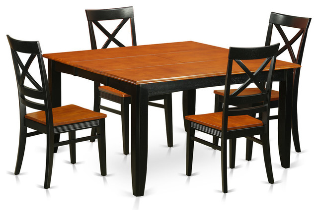 5-Piece Dining Room Set, Table With 4 Wooden Chairs - Transitional ...