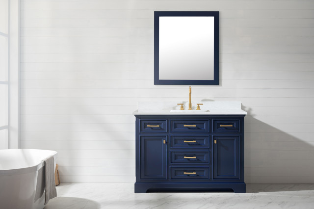 Milano Single Vanity, Blue, 48" - Transitional - Bathroom Vanities And ...