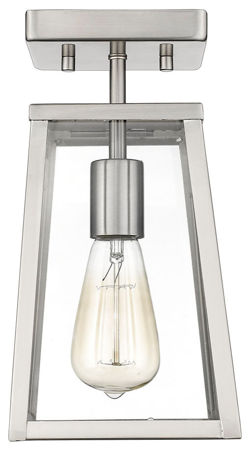 1 Light Mini Semi-Flush Light in Satin Nickel - Transitional - Flush ...