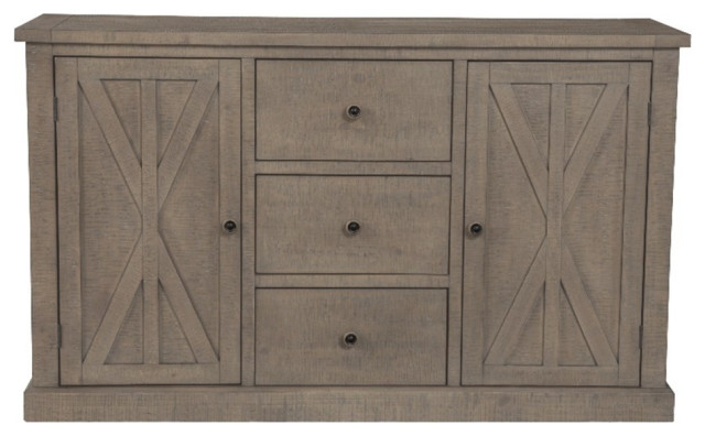 Alpine Furniture Arlo Wood Sideboard in Natural Brown - Farmhouse ...