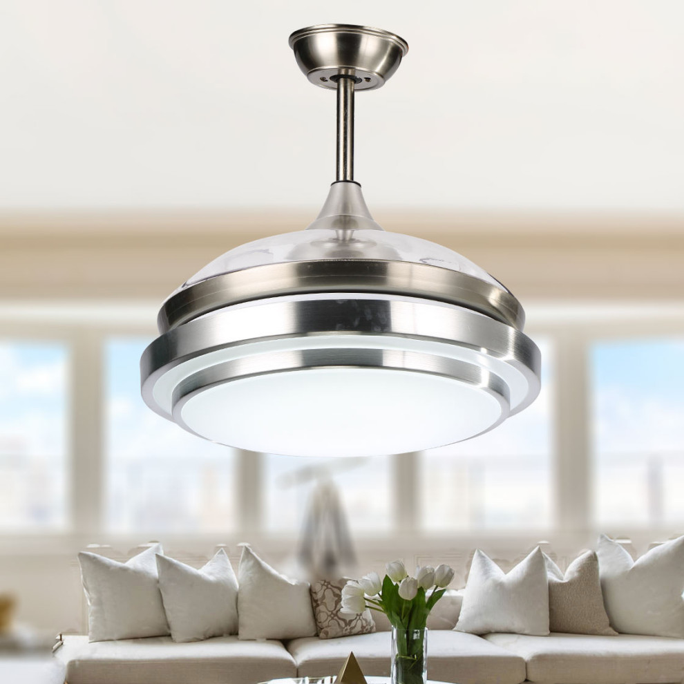 Edward Wire Cage Ceiling Fan With Light Brushed Nickel | Shelly Lighting